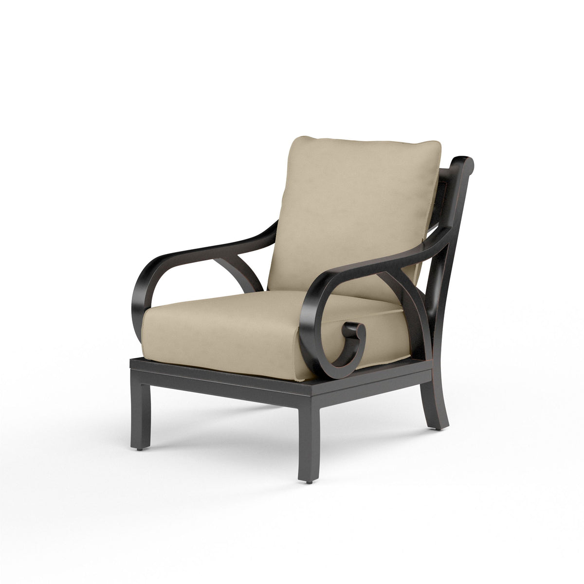 Monterey - Club Chair, With Self Welt - Linen Stone / Black – Domestic ...