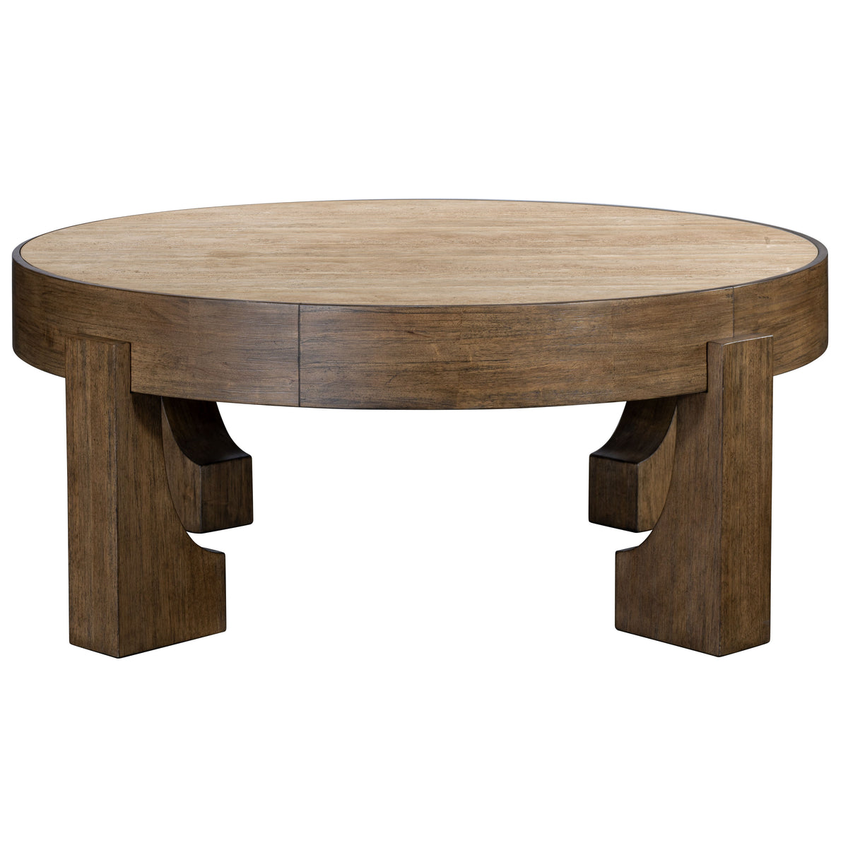 Canyon - Cocktail Table - Espresso / Travertine – Domestic Possessions