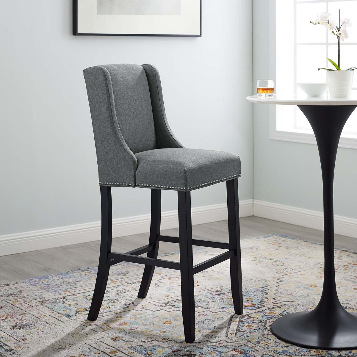 Baron Upholstered Fabric Bar Stool – Domestic Possessions