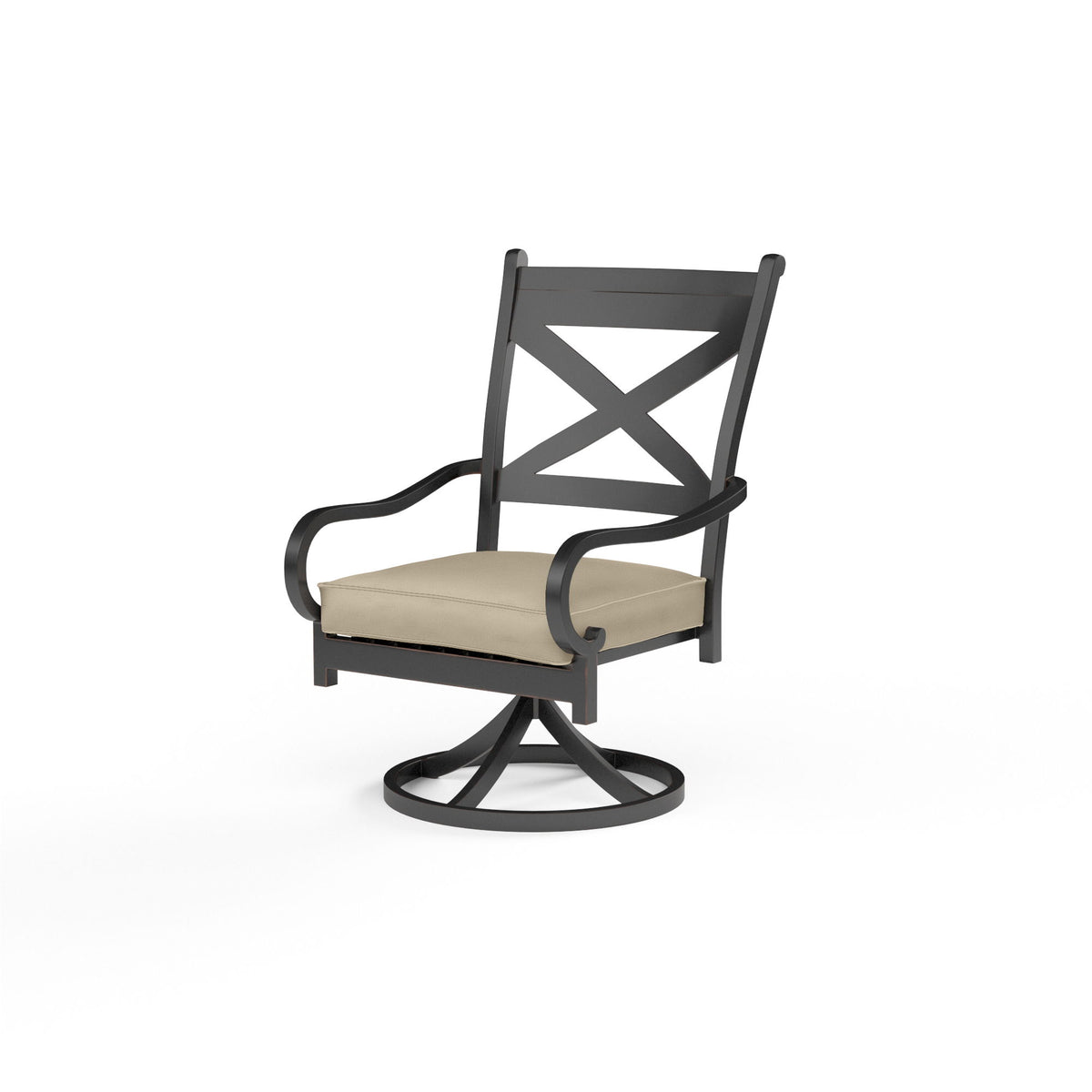 Monterey - Swivel Dining Chair, With Self Welt - Linen Stone / Black ...