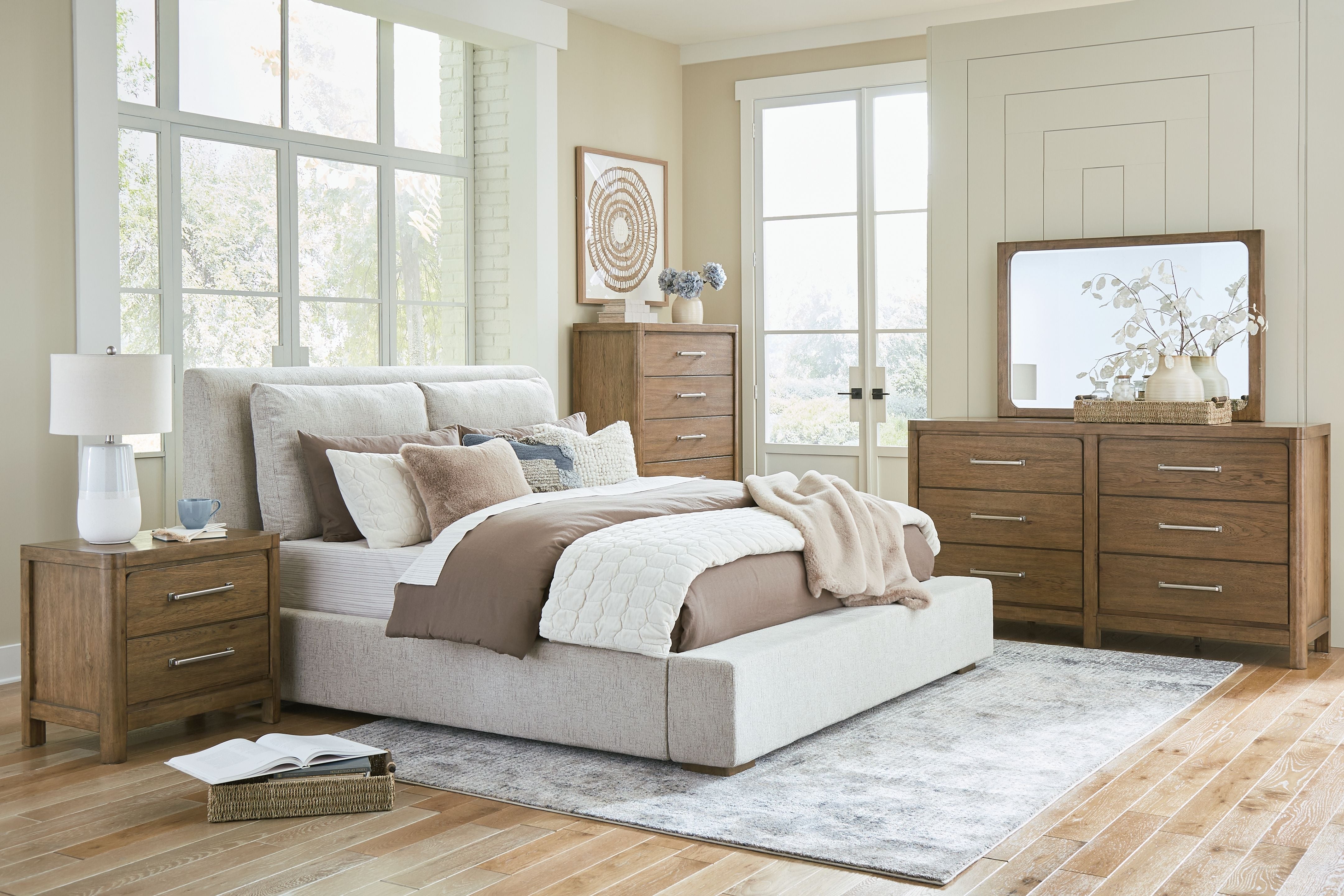 Farmhouse upholstered bed store